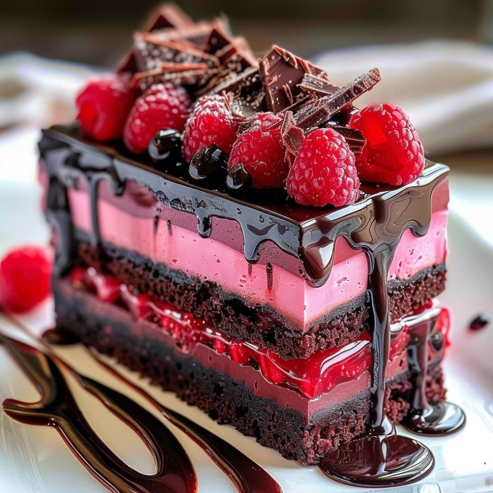Heavenly Raspberry Chocolate Mousse Cake