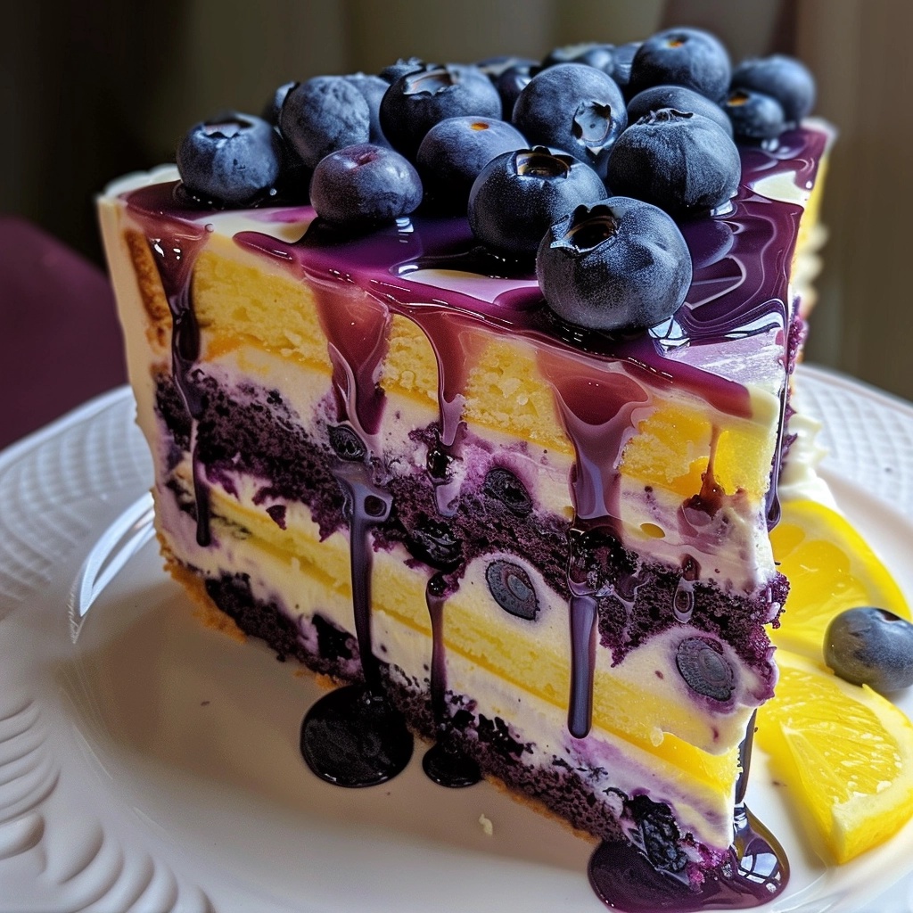 Lemon Blueberry Drip Cake Recipe